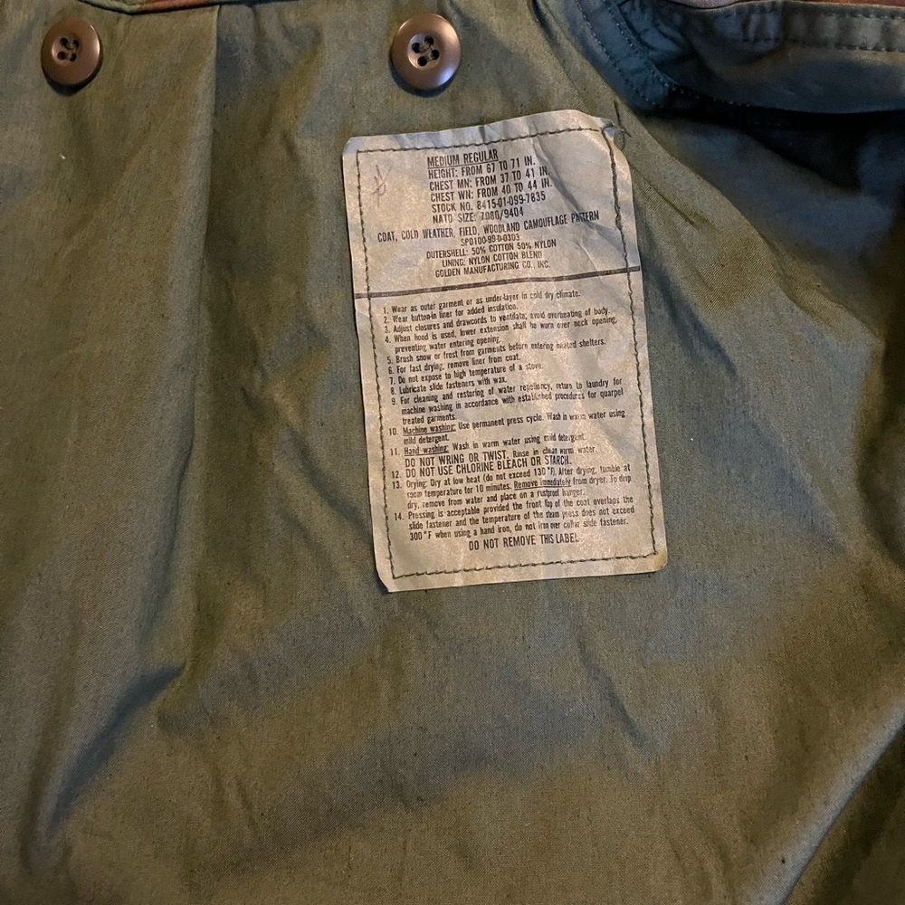 Authentic M65 Field Jacket Bdu Woodland Camouflage - Gem